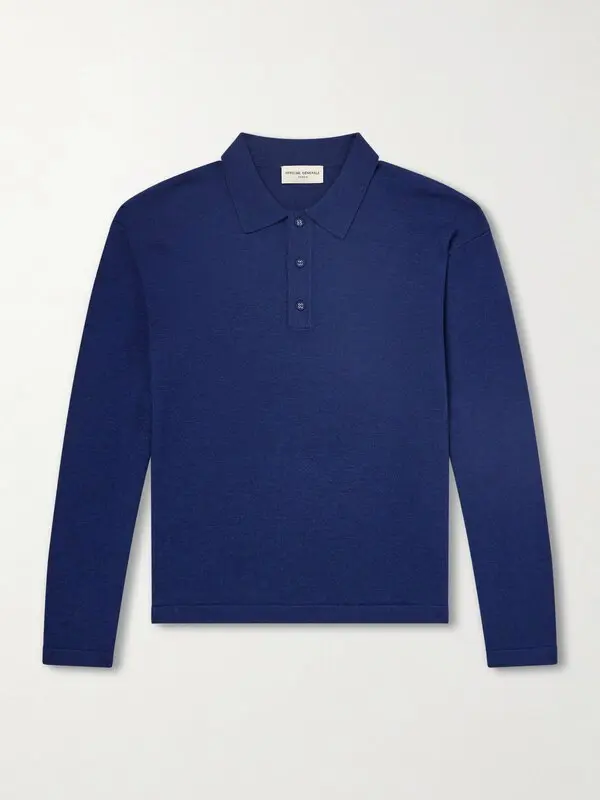 Officine Générale Bay Merino Wool Polo Shirt - Blue