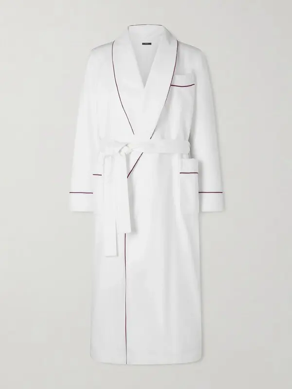 TOM FORD Piped Silk Robe - White