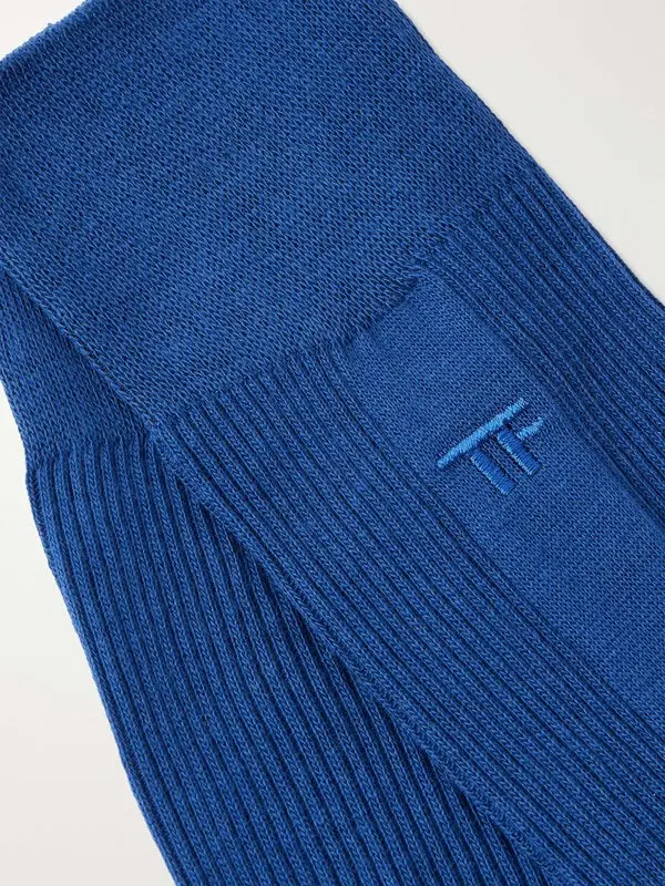 TOM FORD Logo-embroidered Ribbed Cotton Socks