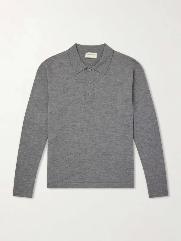 Officine Générale Bay Merino Wool Polo Shirt - Gray