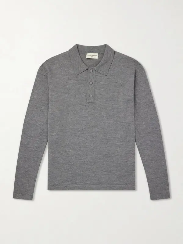 Officine Générale Bay Merino Wool Polo Shirt - Gray