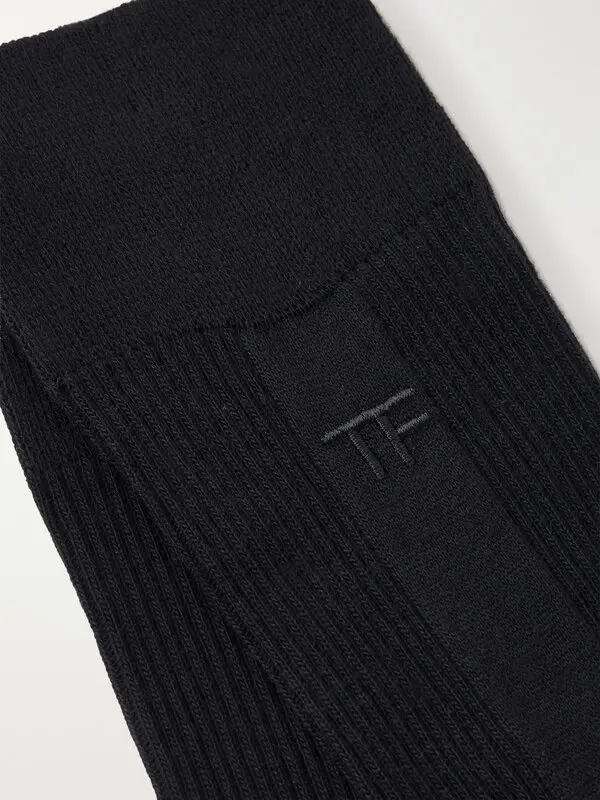 TOM FORD Logo-embroidered Ribbed Cotton Socks