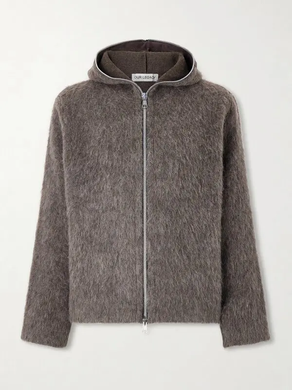 Our Legacy Brushed-knit Zip-up Hoodie - Brown