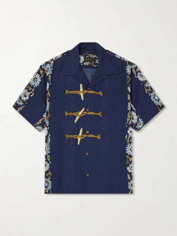 Kapital Toggle & Maille Convertible-collar Printed Woven Shirt