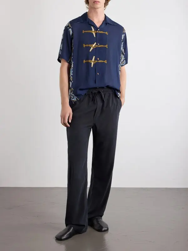Kapital Toggle & Maille Convertible-collar Printed Woven Shirt
