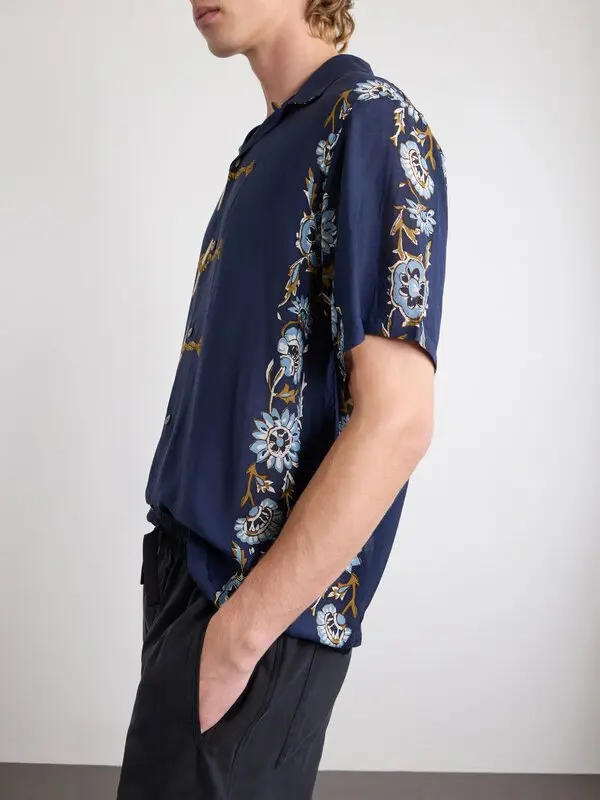Kapital Toggle & Maille Convertible-collar Printed Woven Shirt
