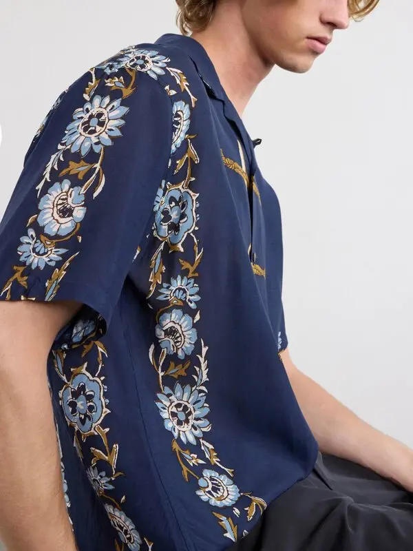 Kapital Toggle & Maille Convertible-collar Printed Woven Shirt