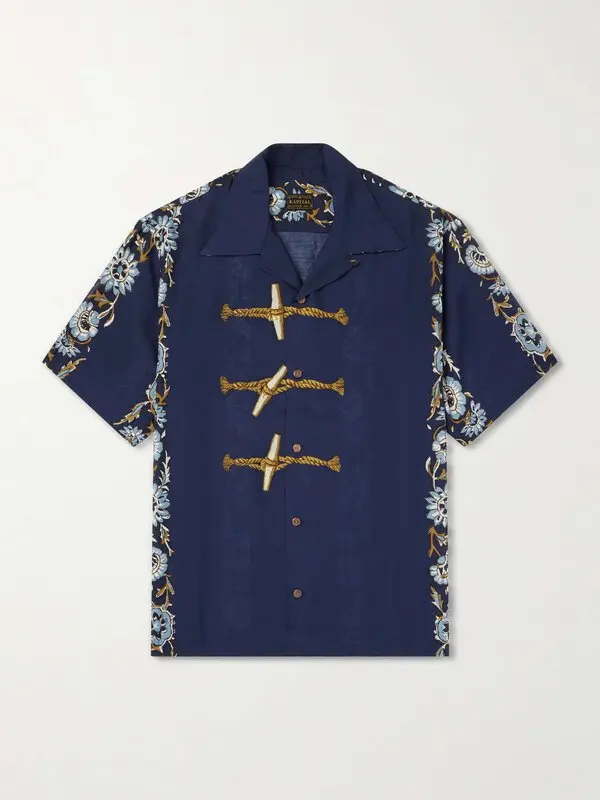 Kapital Toggle & Maille Convertible-collar Printed Woven Shirt - Navy