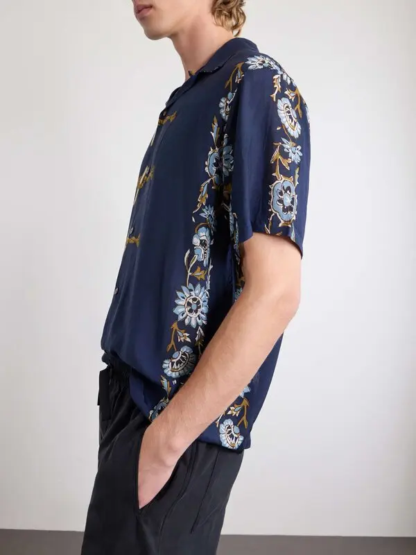 Kapital Toggle & Maille Convertible-collar Printed Woven Shirt - Navy