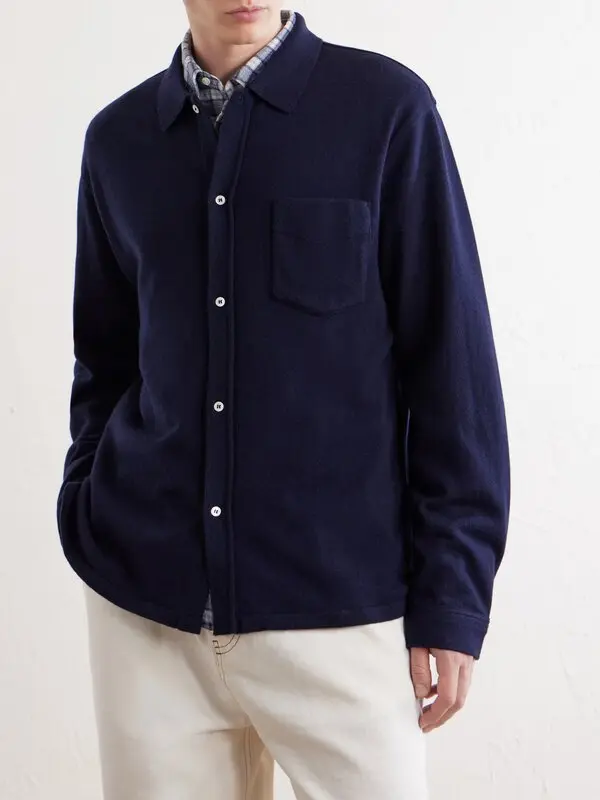 Officine Générale Gareth Wool And Cashmere Blend Cardigan - Blue