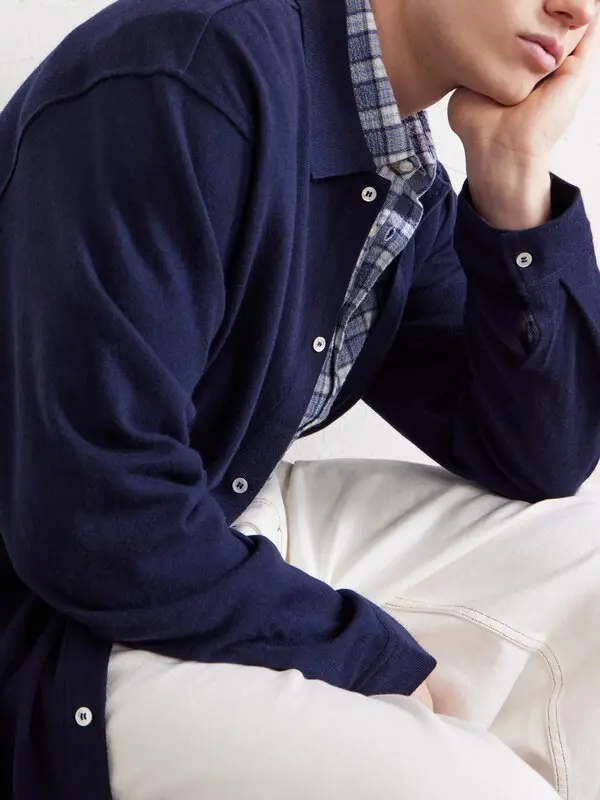 Officine Générale Gareth Wool And Cashmere Blend Cardigan - Blue