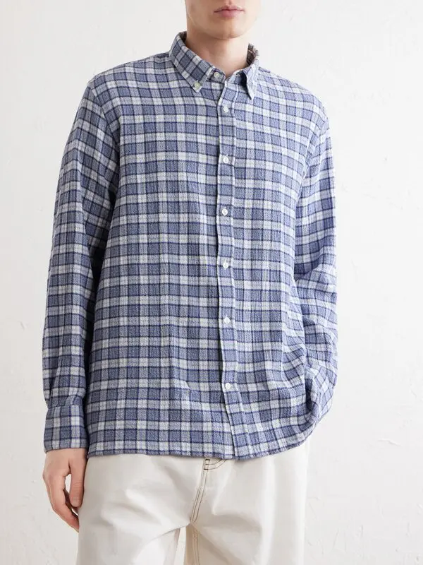 Officine Générale Arsene Checked Cotton-blend Shirt