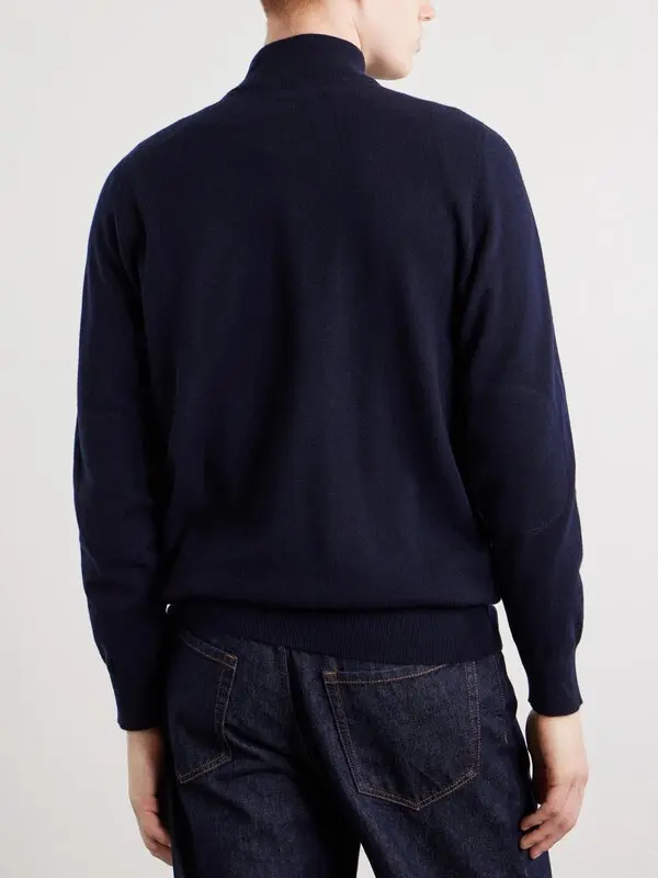 N.peal Carnaby Organic Cashmere Half-zip Sweater - Blue