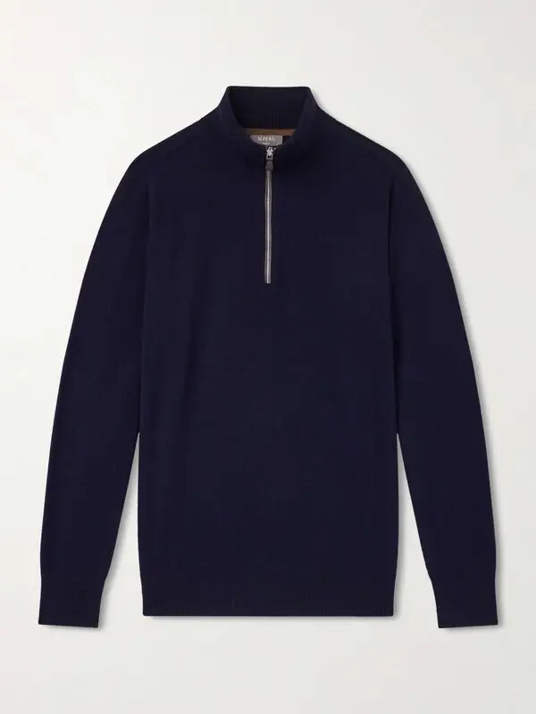 N.peal Carnaby Organic Cashmere Half-zip Sweater - Navy