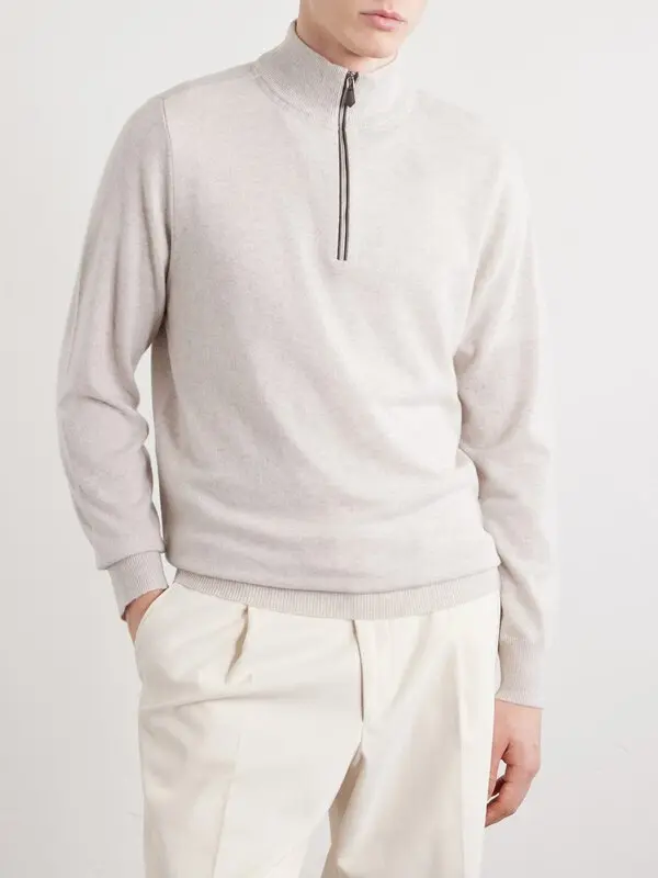 N.peal Carnaby Organic Cashmere Half-zip Sweater