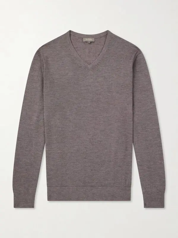 N.peal Conduit Cashmere And Silk-blend V-neck Sweater - Brown