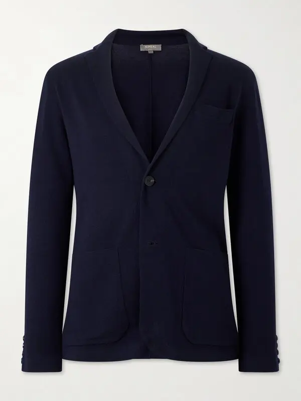 N.peal Cashmere And Silk-blend Shawl Collar Cardigan - Blue