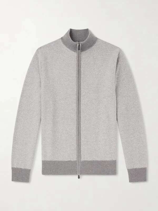 N.peal Birdseye Textured Organic Cashmere Cardigan - Gray