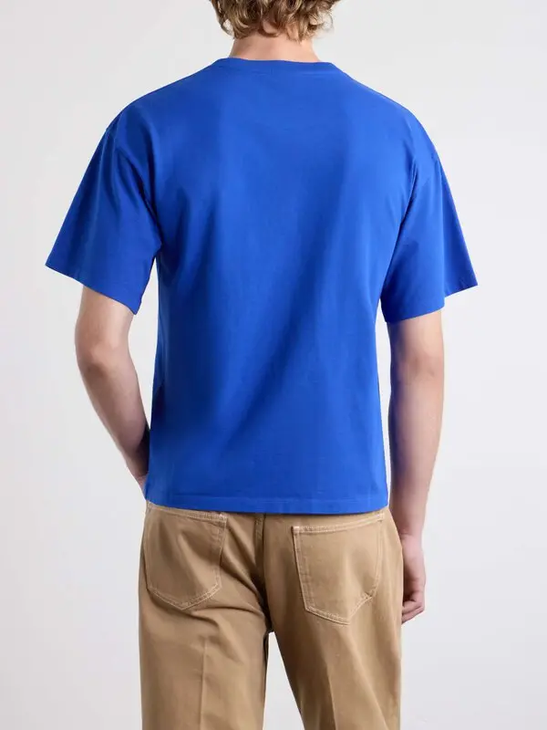 Celine Logo-print Cotton-jersey T-shirt - Blue