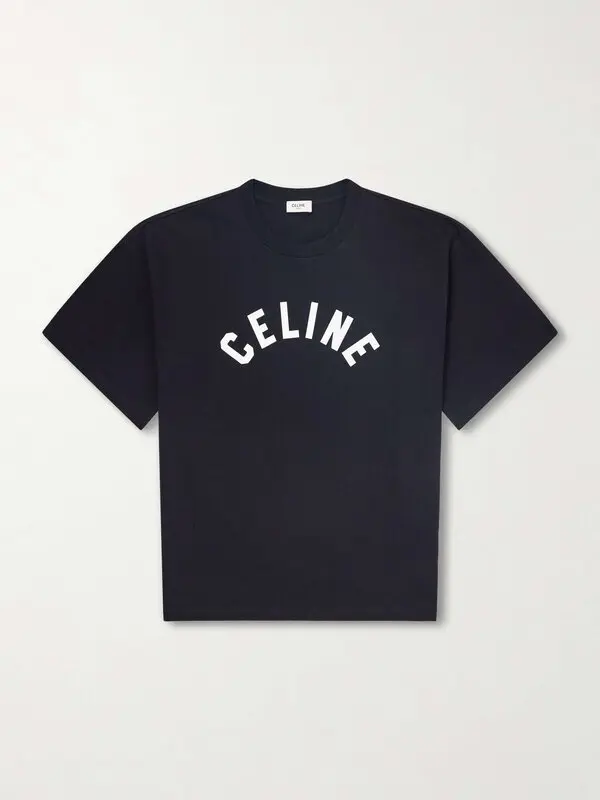 Celine Logo-print Cotton-jersey T-shirt - Black