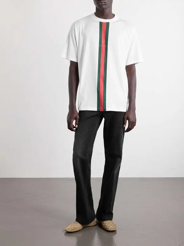 Gucci Logo-print Striped Cotton-jersey T-shirt
