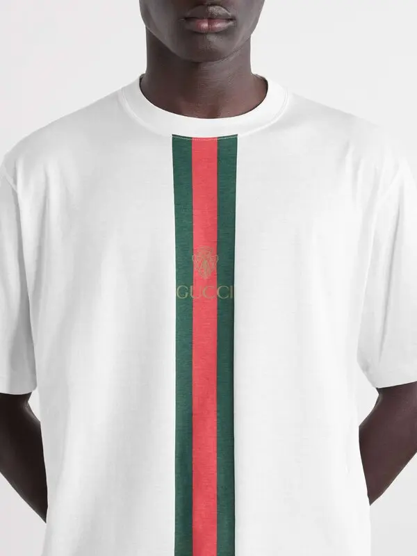 Gucci Logo-print Striped Cotton-jersey T-shirt