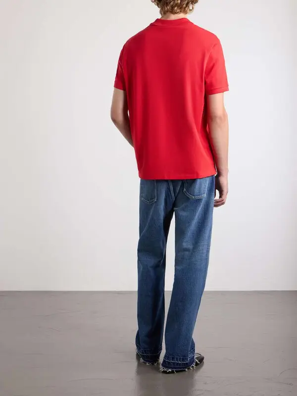 Celine Triomphe-embroidered Cotton-piqué Polo Shirt