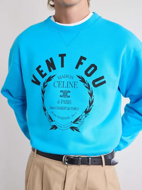 Celine Vent Fou Printed Cotton-jersey Sweatshirt