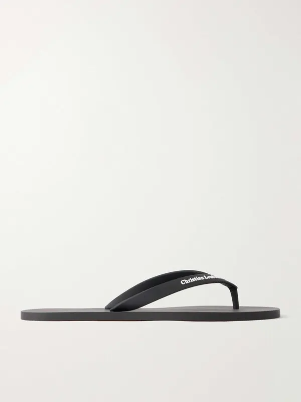 CHRISTIAN LOUBOUTIN Logo-embossed Rubber Flip Flops - Black