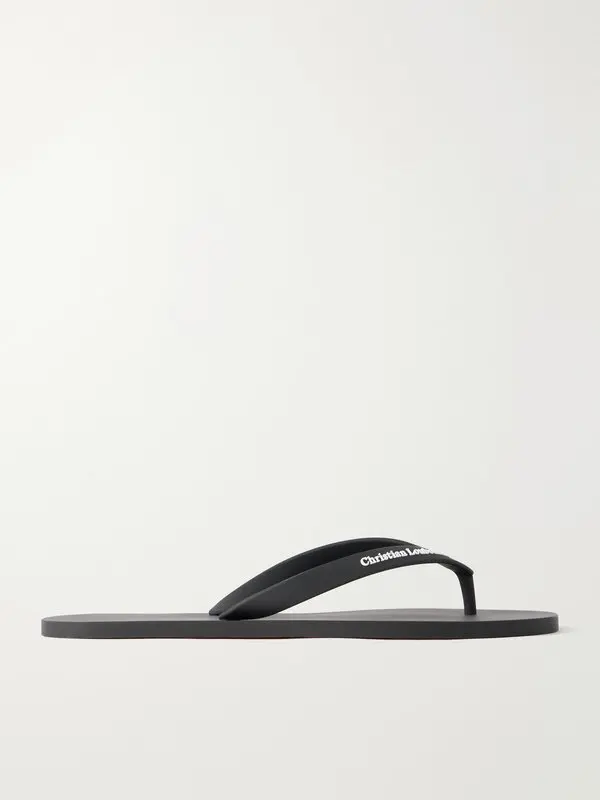 CHRISTIAN LOUBOUTIN Logo-embossed Rubber Flip Flops - Black