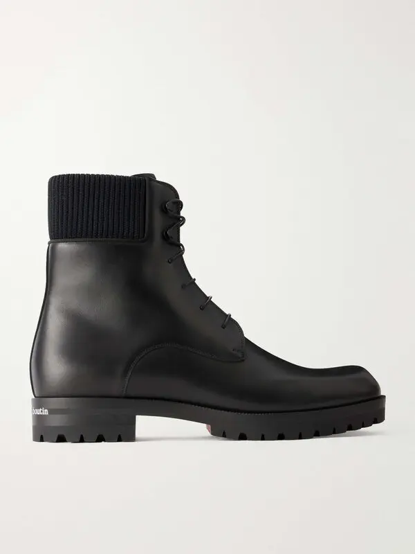 CHRISTIAN LOUBOUTIN Trapman Leather Lace-up Boots - Black