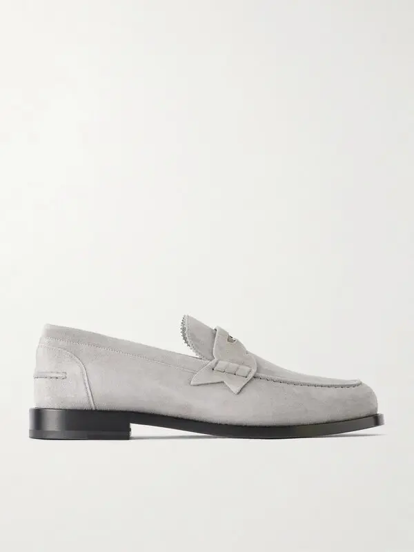 CHRISTIAN LOUBOUTIN The Plato Neocl-detailed Suede Loafers - Gray