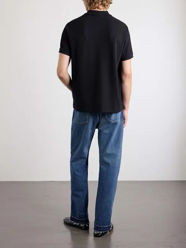 Celine Triomphe-embroidered Cotton-piqué Polo Shirt