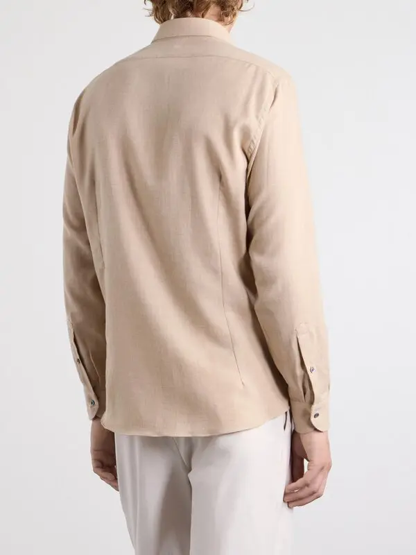 Caruso Cotton And Cashmere-blend Shirt - Neutrals