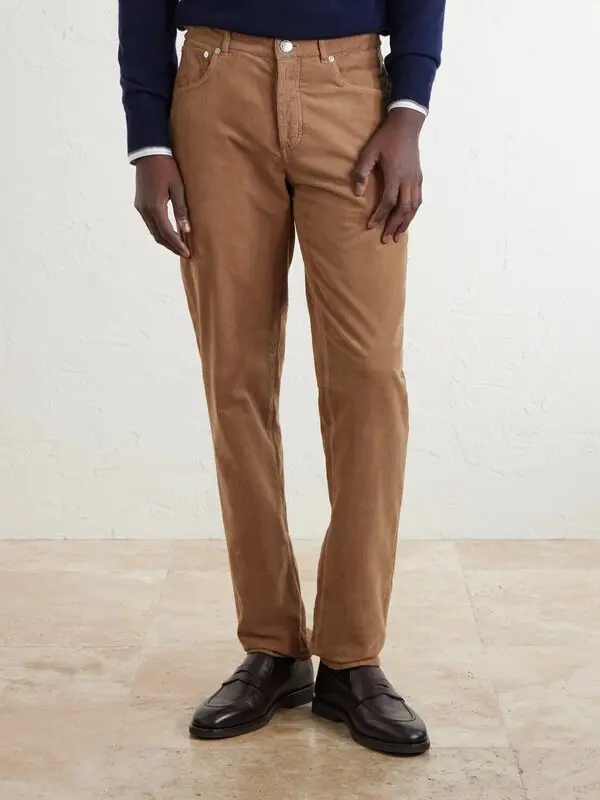 Brunello Cucinelli Straight-leg Cotton-corduroy Trousers - Brown