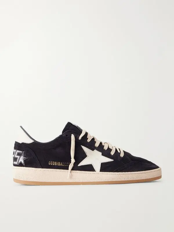 GOLDEN GOOSE Ball Star Distressed Suede Sneakers - Black