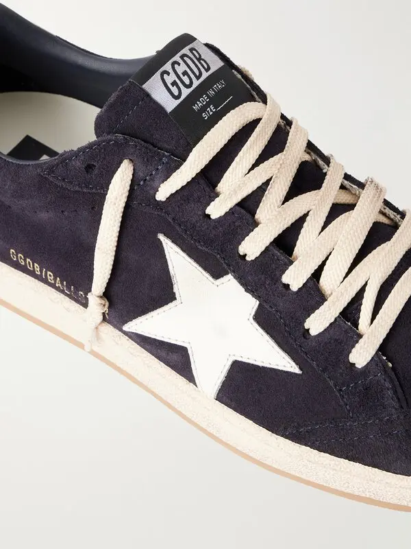 GOLDEN GOOSE Ball Star Distressed Suede Sneakers - Black