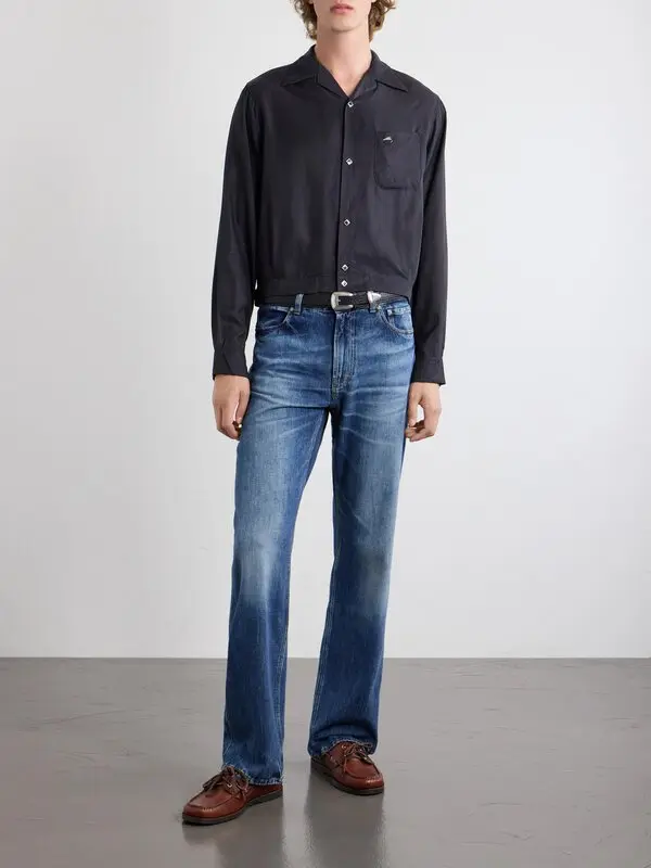 Kapital Drizzler Camp-collar Embroidered Satin Jacket