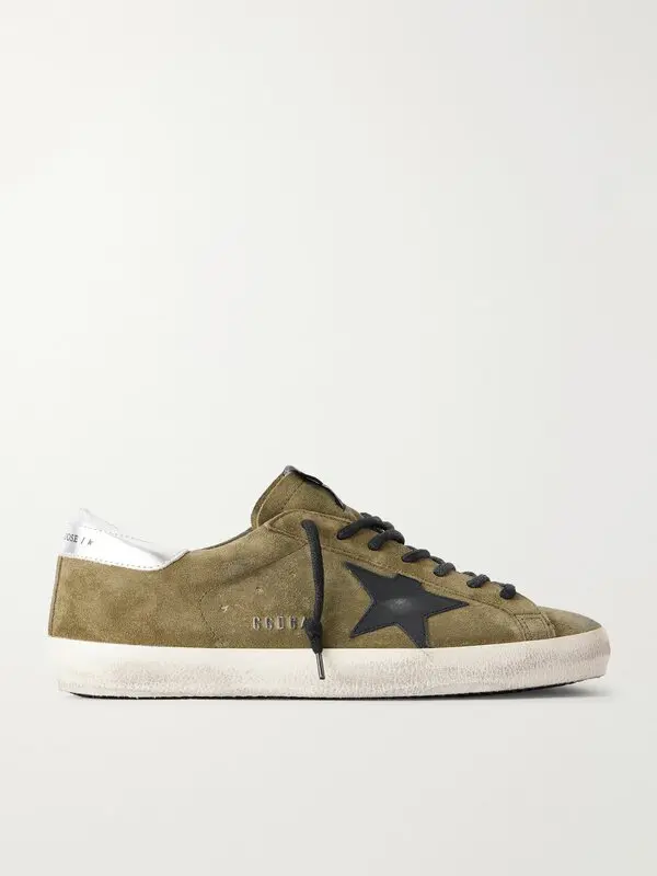 GOLDEN GOOSE Super-star Distressed Suede Sneakers - Green