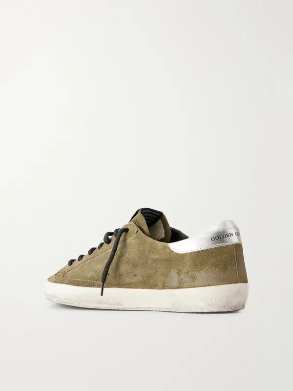 GOLDEN GOOSE Super-star Distressed Suede Sneakers - Green