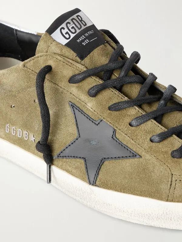 GOLDEN GOOSE Super-star Distressed Suede Sneakers - Green