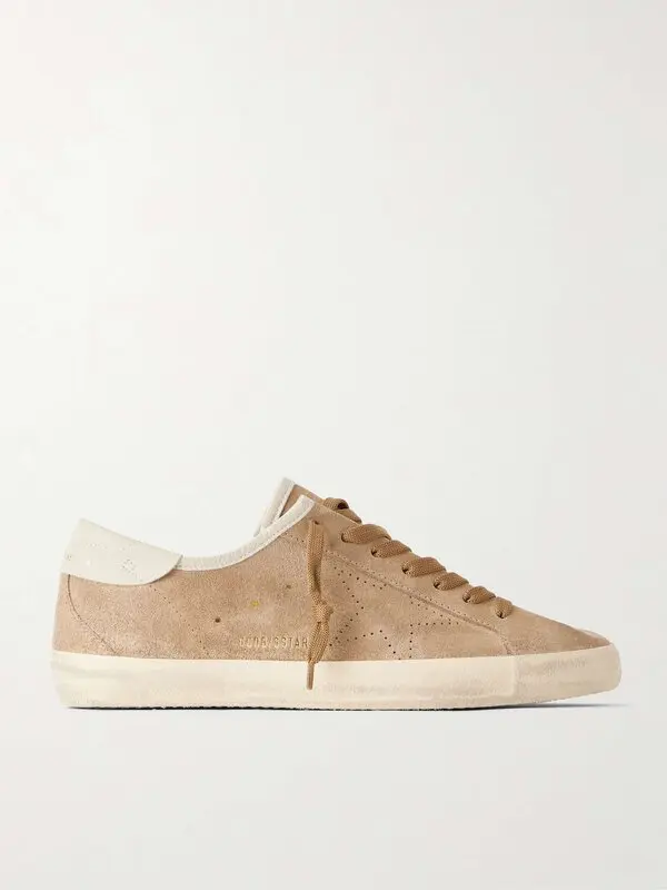 GOLDEN GOOSE Soul Star Leather-trimmed Suede Sneakers - Tan