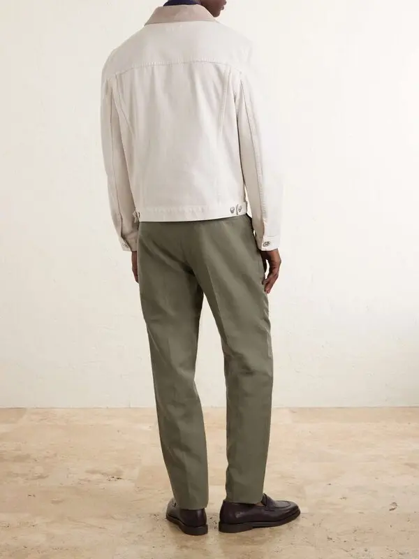 Brunello Cucinelli Leather-trimmed Denim Jacket