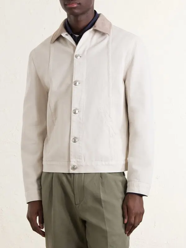 Brunello Cucinelli Leather-trimmed Denim Jacket