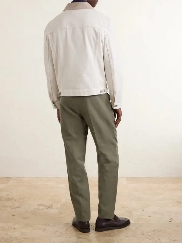 Brunello Cucinelli Leather-trimmed Denim Jacket