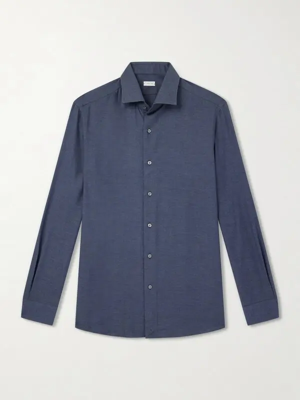 Caruso Cotton And Cashmere-blend Shirt - Blue