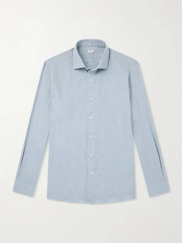 Caruso Cotton And Cashmere-blend Shirt - Blue