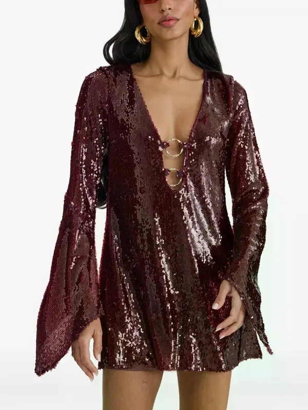 MOOS STUDIO Sequin-embellished Ring Detail Mini Dress