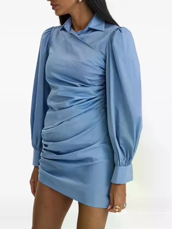 MOOS STUDIO Ruched Long-sleeve Dress - Blue