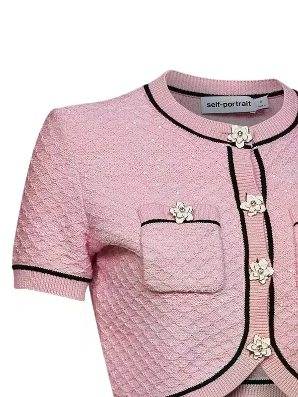 SELF-PORTRAIT Sequin-embellished Floral Button Blouse